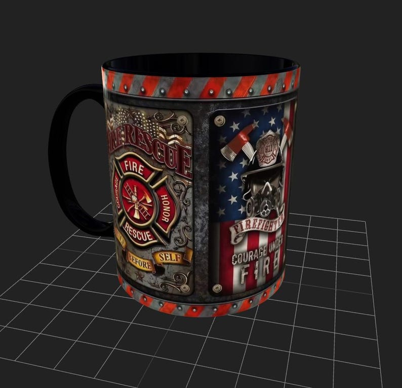 Fire Rescue Fire Fighter Mug Wrap Around Digital Mug Designs ...