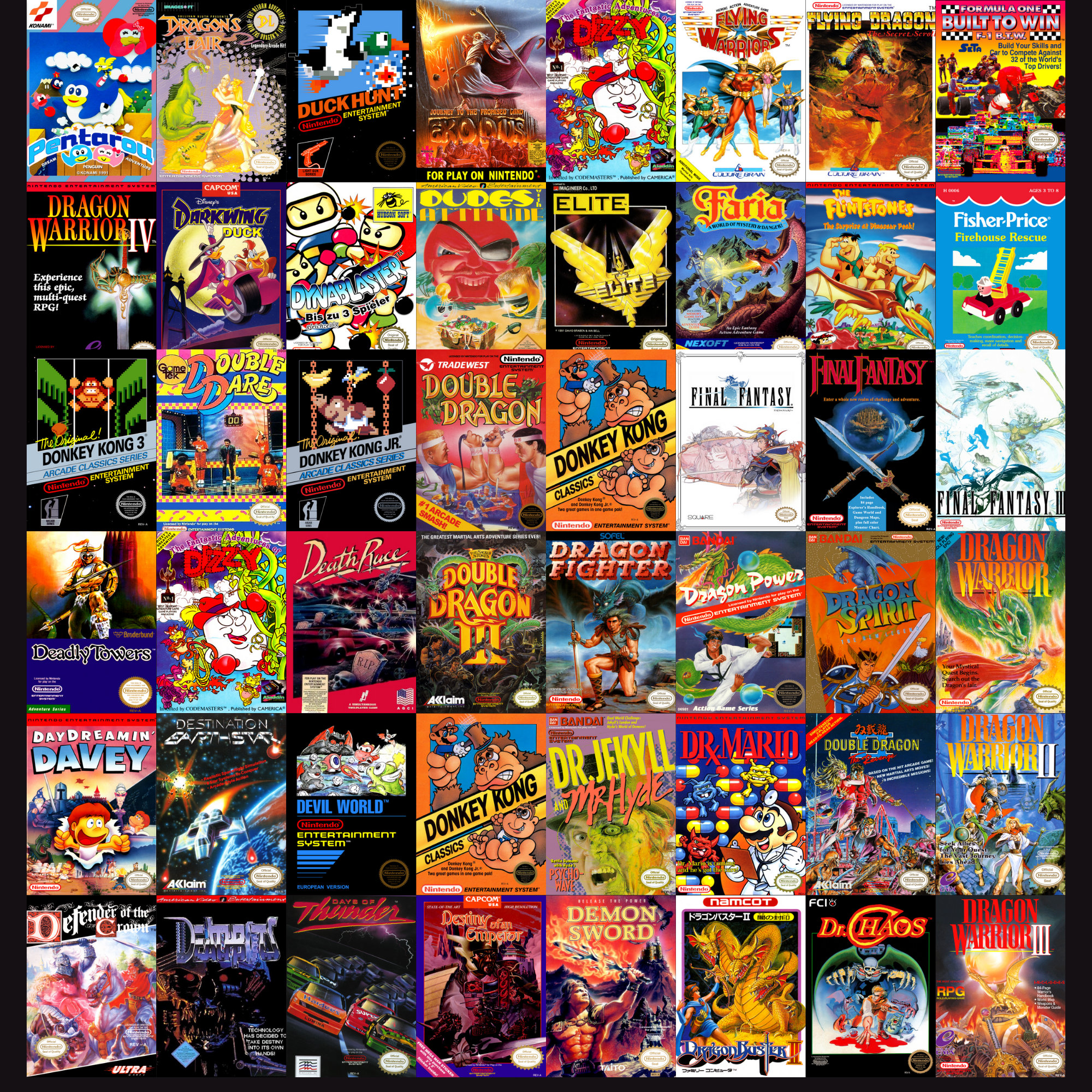850 NES Game Front Case Cover, Digital Clipart, PNG, Art Projects, Wall ...