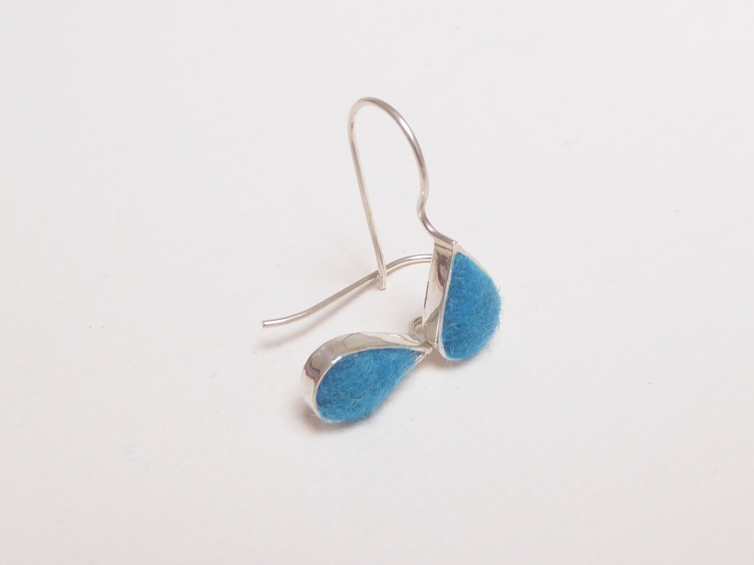 Suttu - Sterling Silver and Felt Drop Shaped Earrings - Etsy