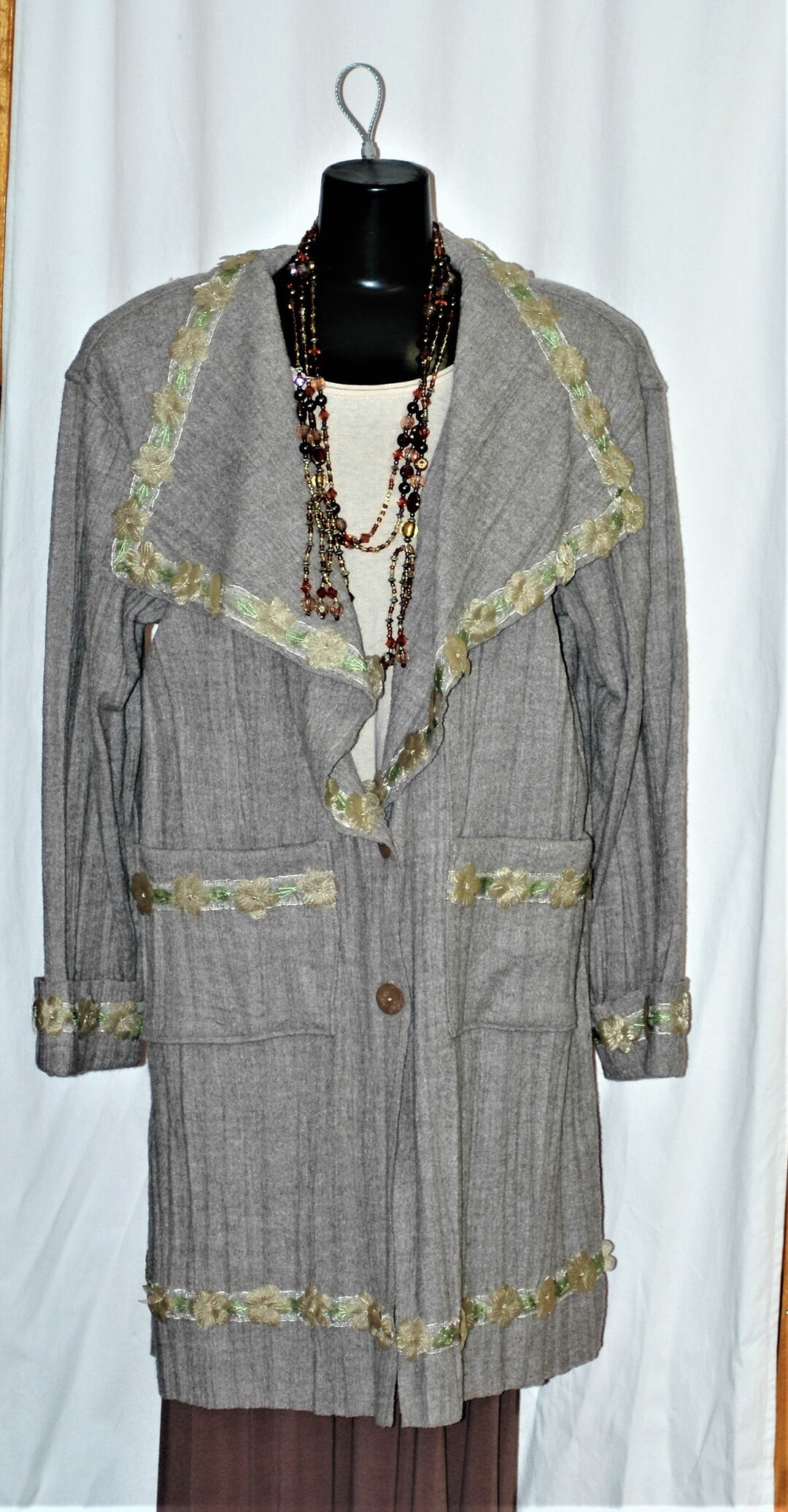 Crinkle Wool Jacket With Cascading Front - Etsy