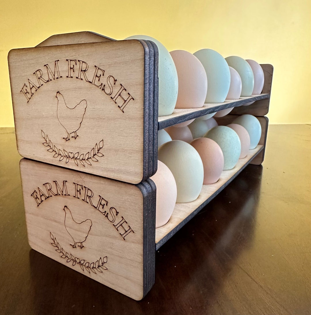 Farmhouse Stackable Wood Egg Holder L Egg Storage L Fresh Egg Storage L ...