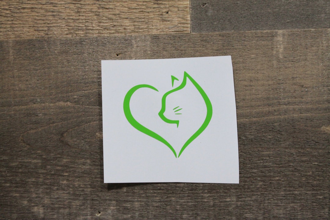Kitty Cat Heart Vinyl Decal - Etsy