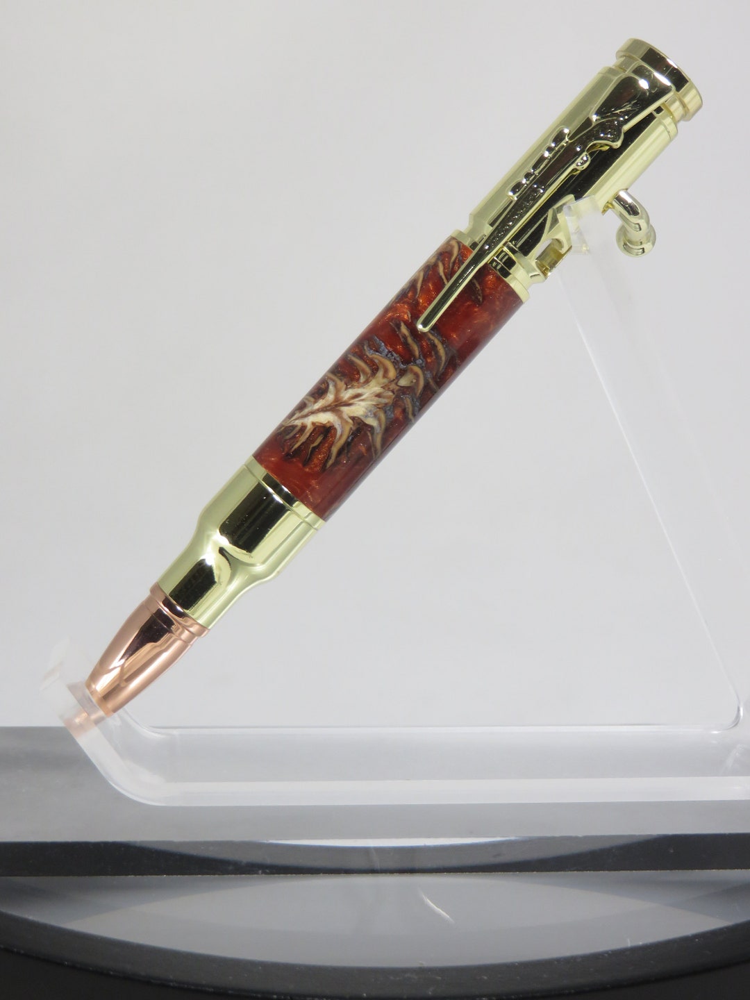 Mini Bolt Action Rifle Ballpoint Pen, Copper-colored Acrylic Resin Body ...
