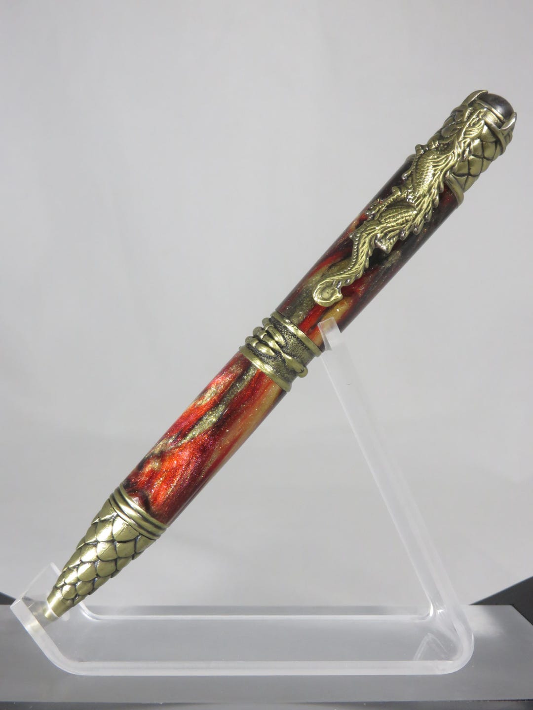 DRAGON THEME: Ballpoint Twist Pen in Swirling, Glittery Red, Black, and ...