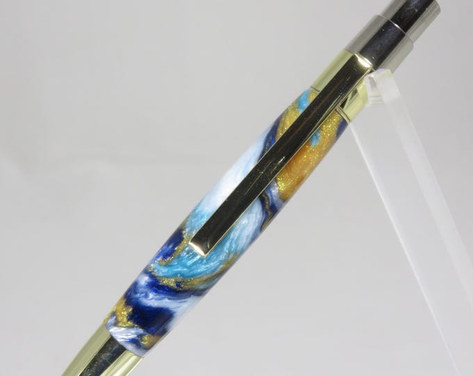 Short Ballpoint Pen, "dura Click Mini Edc" Style in Shimmery, Swirling ...