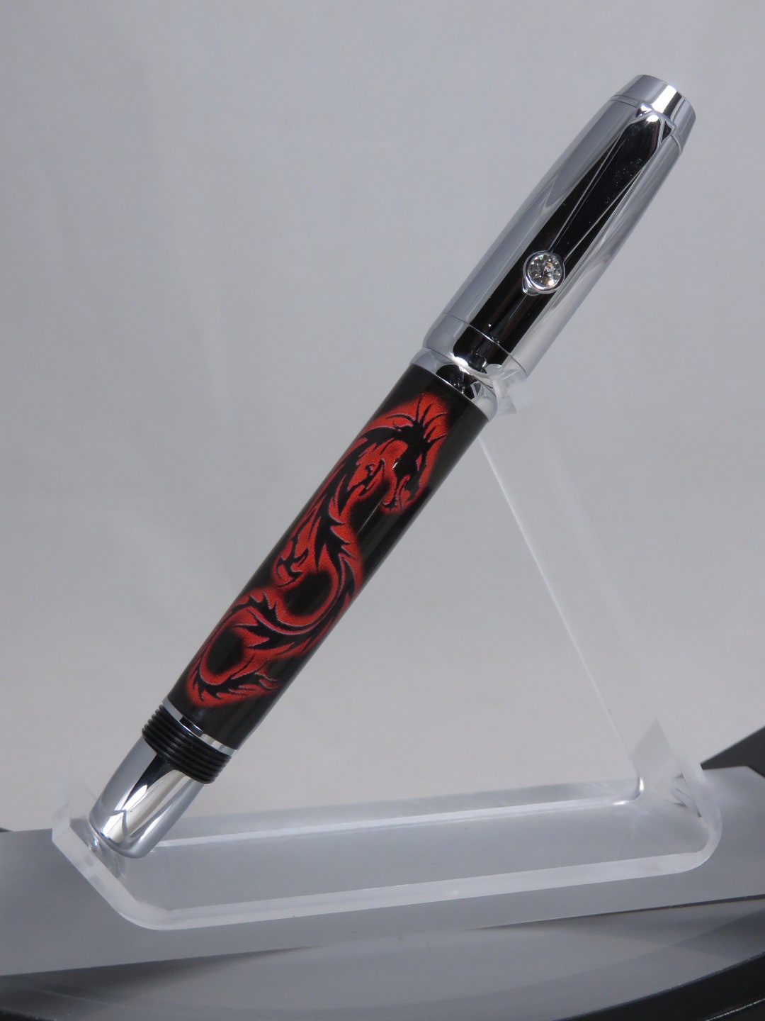 Rollerball Pen, arete Style in Clear Acrylic Over a Red-outlined ...
