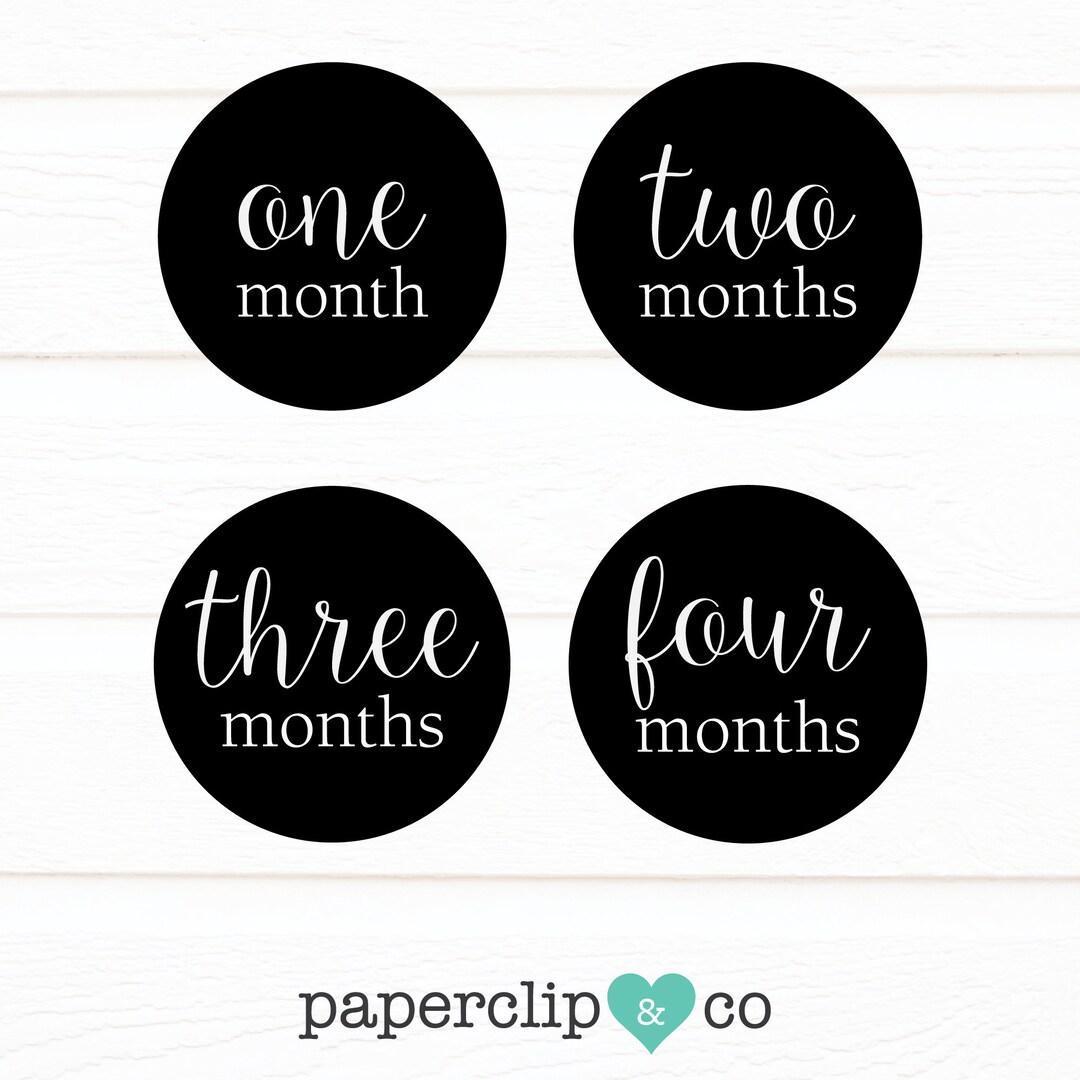 Black and White Monthly Milestone Stickers, Modern Monthly Stickers ...