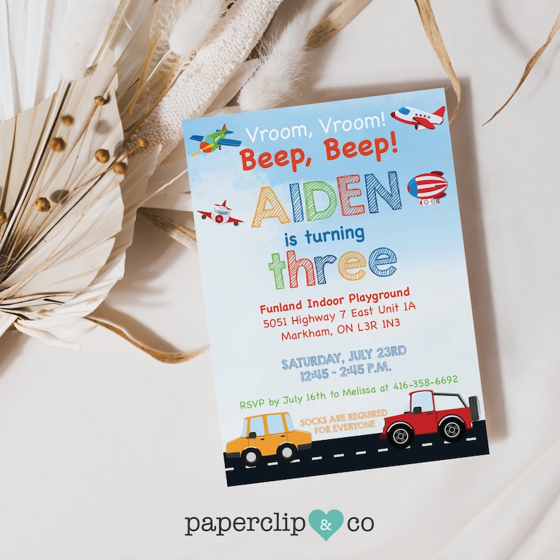 Transportation Birthday Party Invitation, Cars Invitation, Birthday Boy ...