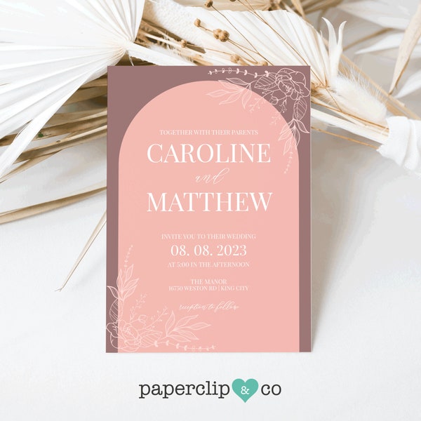 Floral Arch Wedding Invitation Template - Etsy