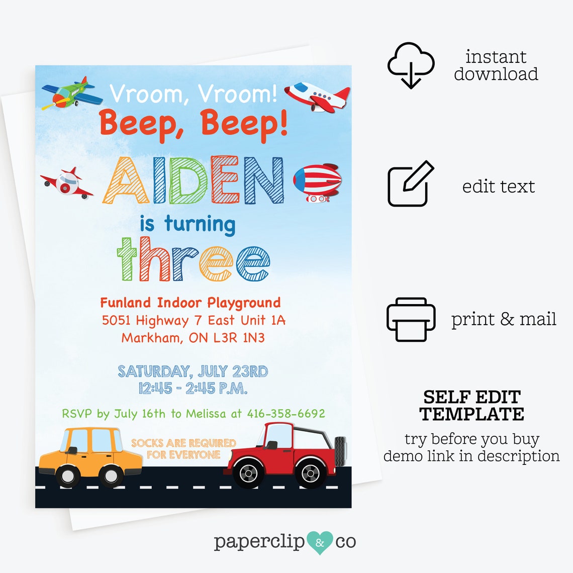 Transportation Birthday Party Invitation, Cars Invitation, Birthday Boy ...