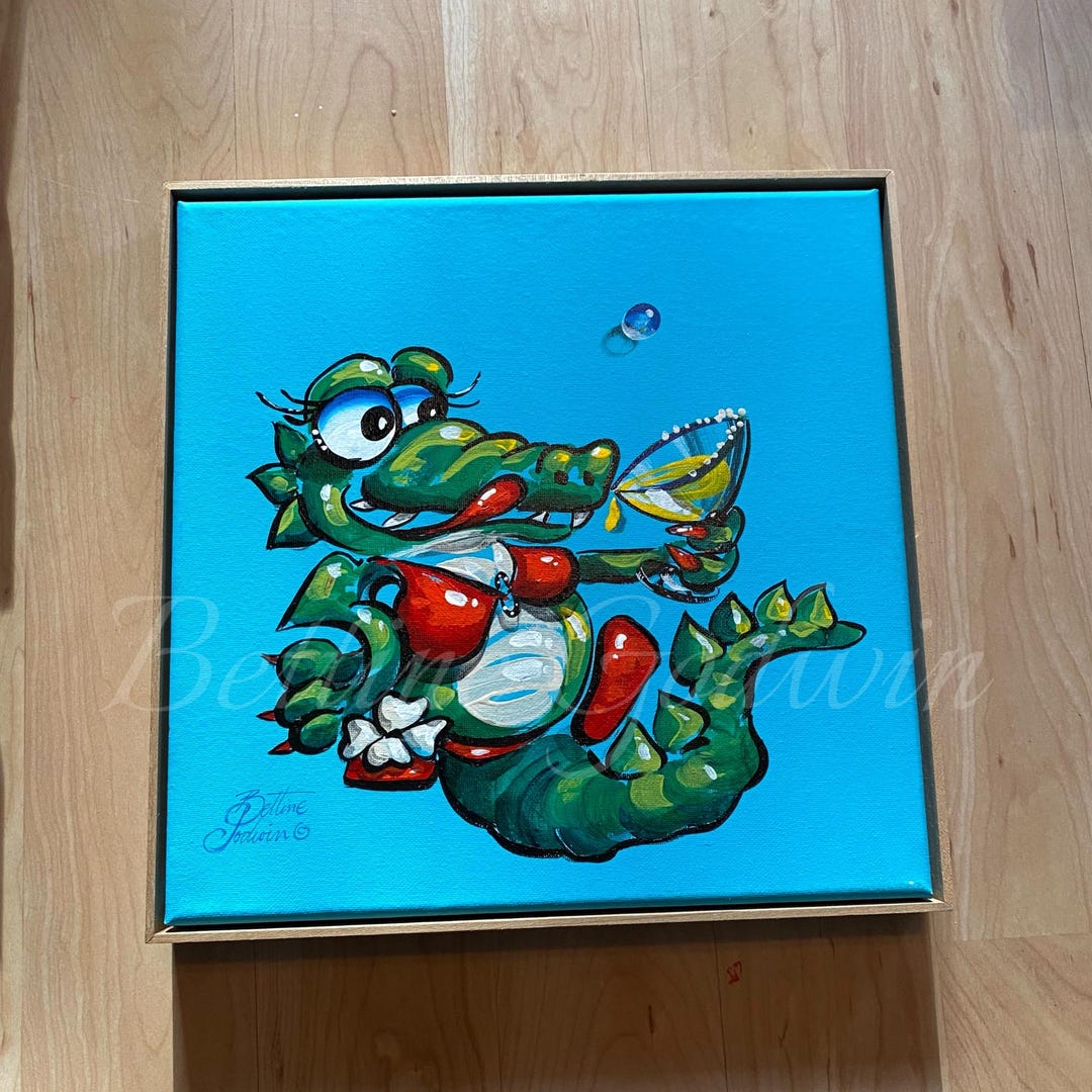 Tipsy Crocodile Female or Male - Original Acrylic Painting | 12x12 ...