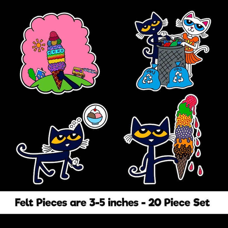 Pete the Cat Screams for Ice Cream Felt Story Set - Flannel Board Fun ...