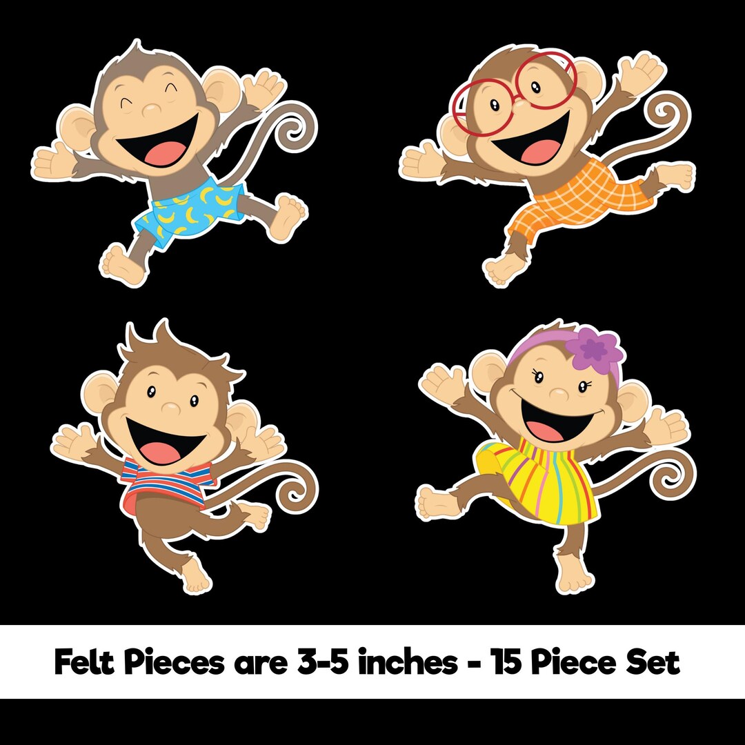 Five Little Monkeys Felt Story Set for Felt Boards and Flannel Boards ...