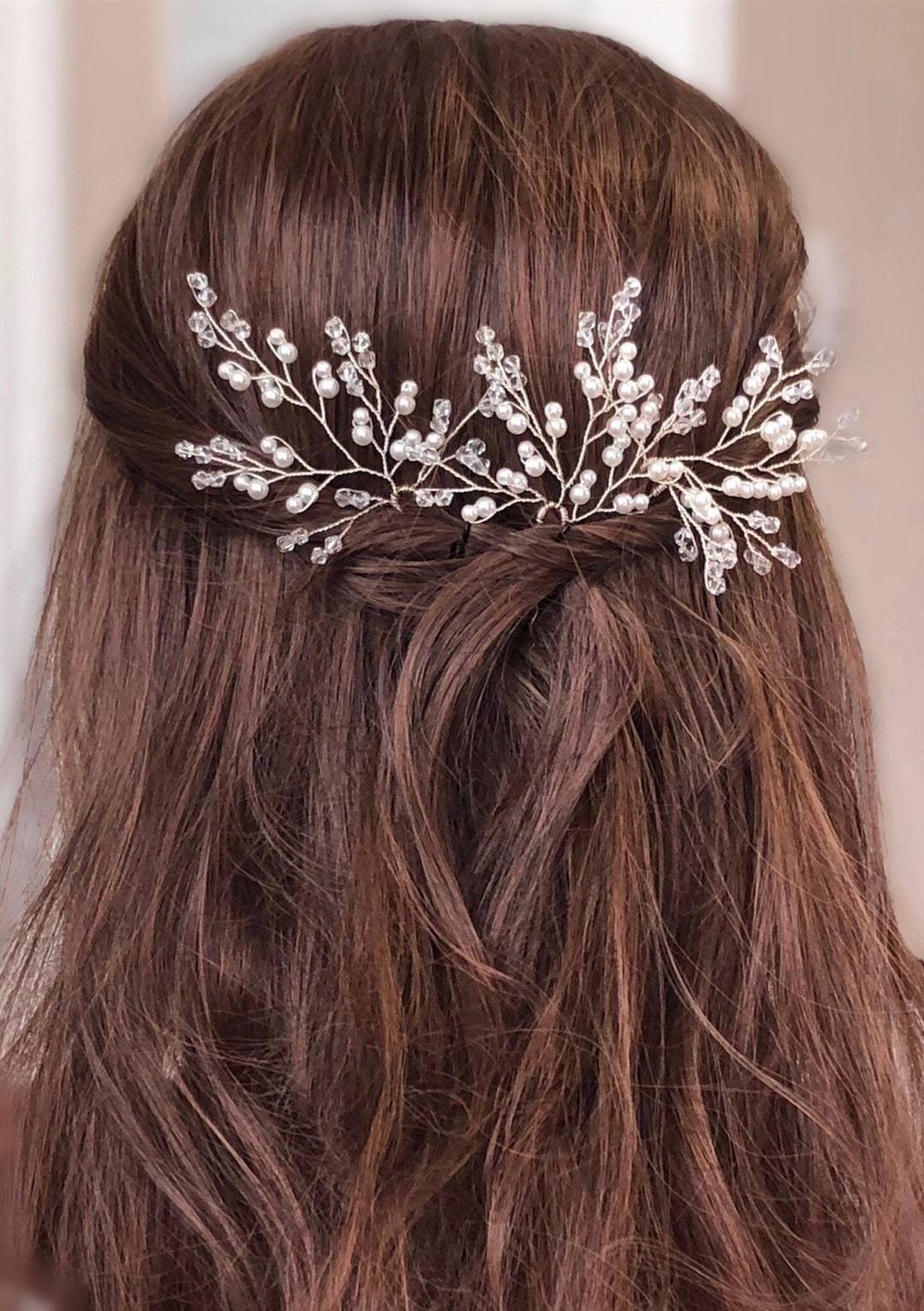 Crystal Beads Bridal Hair Pins, Pearls Bridal Hair Piece, Wedding Hair ...