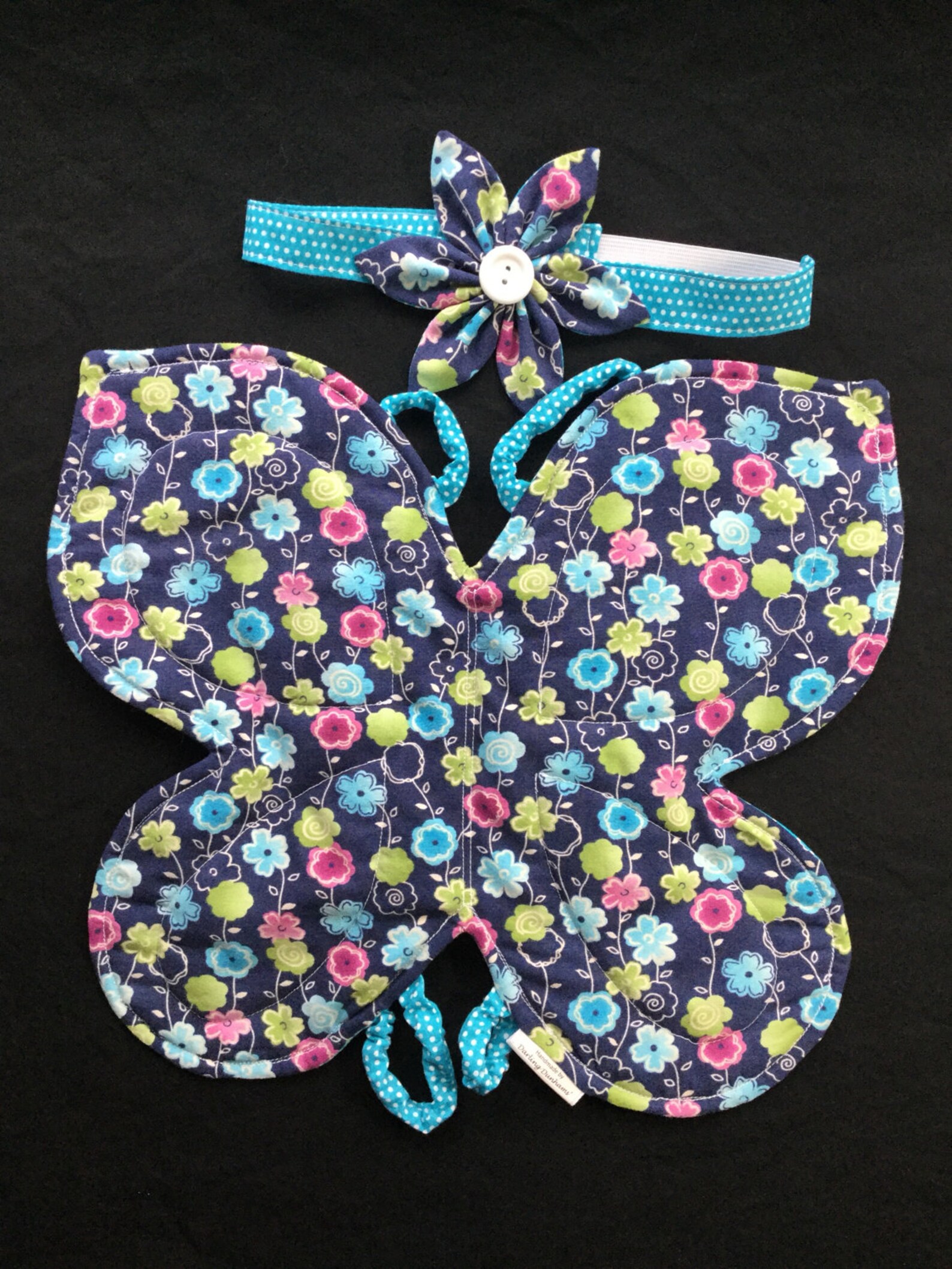 Kid's Handmade Reversible Playtime Dress up Fabric Wings & Headband ...