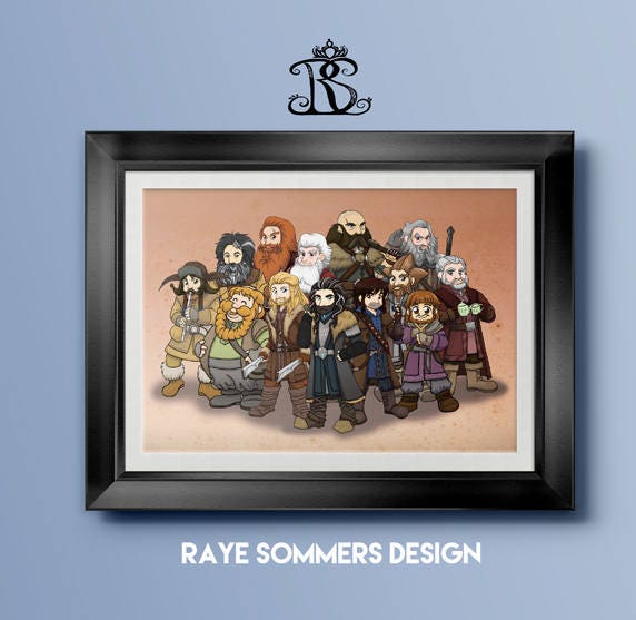 Chibi Company of Thorin Oakenshield Fan Art Original Illustration Print ...