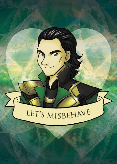 Loki Valentine Marvel fan art original illustration print | Etsy