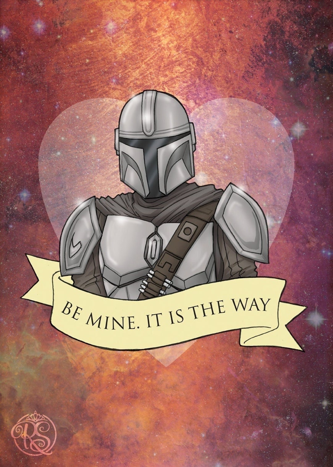 Mando Valentine- the Mandalorian Fan Art Original Illustration Print - Etsy