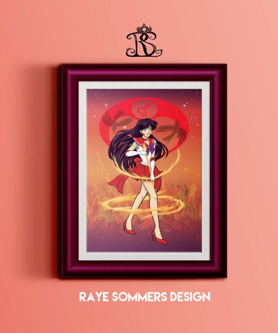Sailor Mars Fan Art Original Illustration Print - Etsy UK