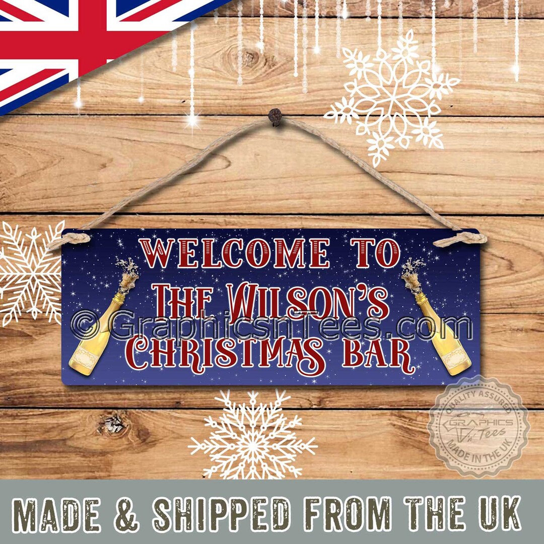 Personalised Christmas Bar Sign Personalized Man Cave Garden Room ...
