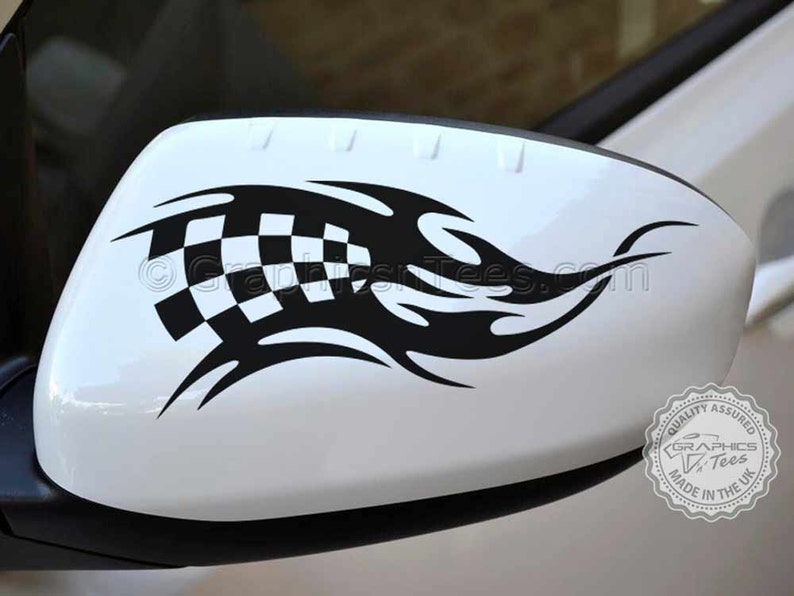 Tribal Checker Flag Chequered Racing Flag Car Wing Mirror Stickers X 2 ...