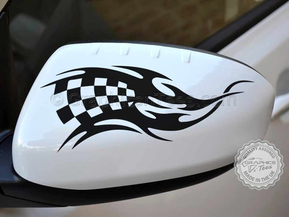 Tribal Checker Flag Chequered Racing Flag Car Wing Mirror Stickers X 2 ...