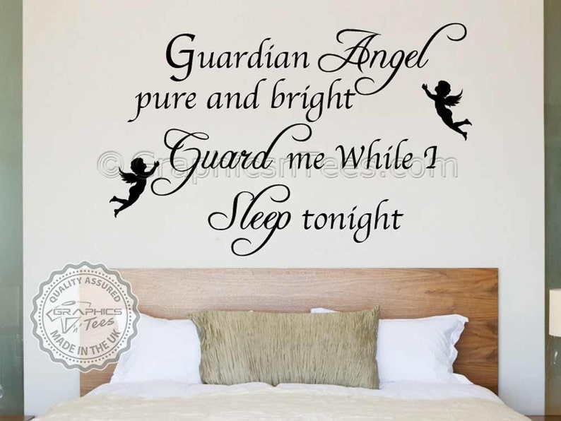 Bedroom Wall Sticker Quote Guardian Angel Sleep Tonight - Etsy