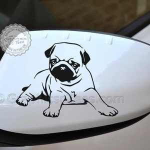 Cute Pug Puppy Dog Sticker Car Wing Mirror Vinyl Graphics X2 Various ...