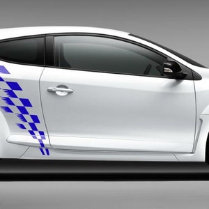 Custom Car Sticker, Side Stripe Checker Chequered Flag Vinly Graphic ...