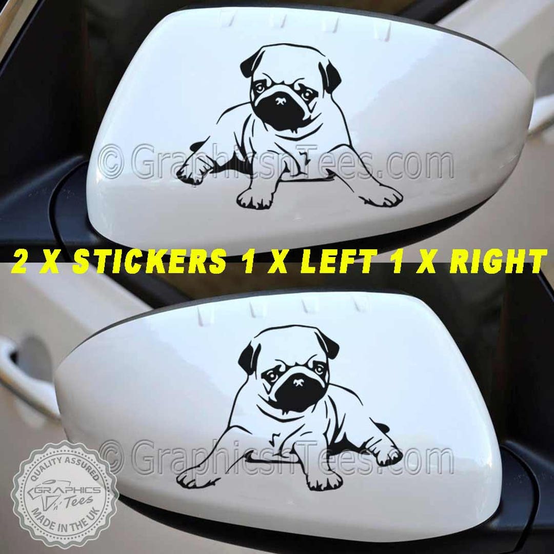 Cute Pug Puppy Dog Sticker Car Wing Mirror Vinyl Graphics X2 Various ...
