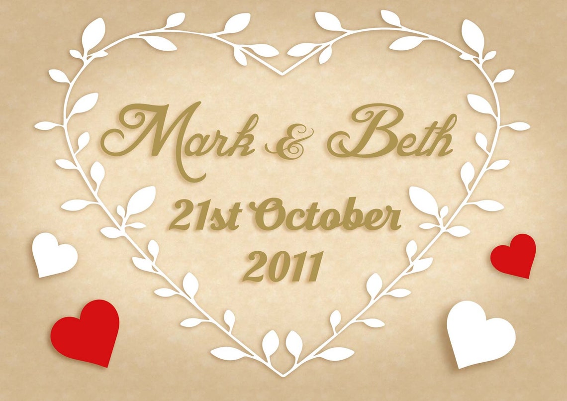 Personalised Names and Date A4 Print Frame Not Included - Etsy