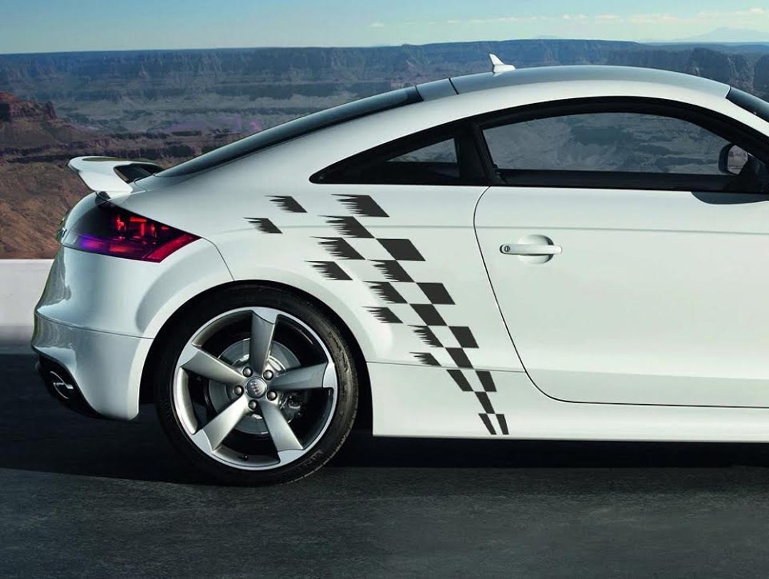 Custom Car Sticker, Side Stripe Checker Chequered Flag Vinly Graphic ...