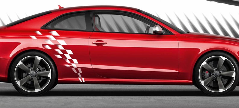 Custom Car Sticker, Side Stripe Checker Chequered Flag Vinly Graphic ...