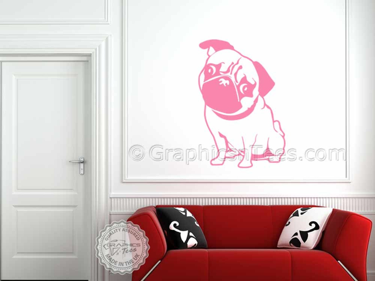 Cute Pug Puppy Dog Wall Sticker Home Bedroom Lounge Wall | Etsy