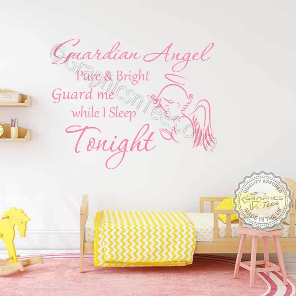 Wall Decals & Murals Personal Name Guardian Angel Baby Room Wall ...