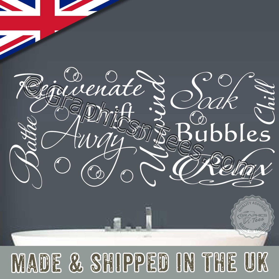 Bathroom Wall Sticker Quote Word Art Montage Wall Decor Decal | Etsy