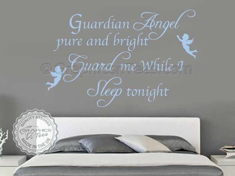 Bedroom Wall Sticker Quote Guardian Angel Sleep Tonight - Etsy