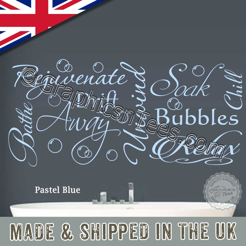 Bathroom Wall Sticker Quote Word Art Montage Wall Decor Decal - Etsy