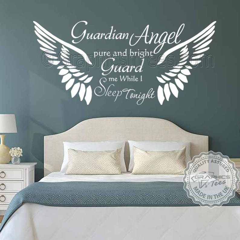 Guardian Angel Sleep Tonight Bedroom Wall Sticker Quote With - Etsy