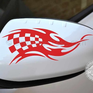 Tribal Checker Flag Chequered Racing Flag Car Wing Mirror Stickers X 2 ...