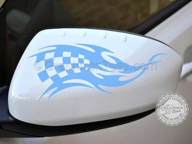 Tribal Checker Flag Chequered Racing Flag Car Wing Mirror Stickers X 2 ...