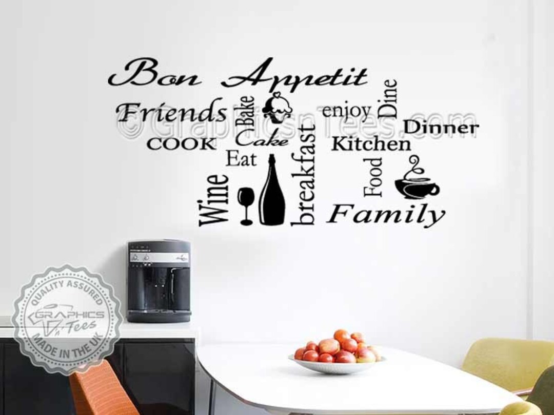 Kitchen Wall Sticker Montage Quote Word Collage, Dining Room Home Wall ...