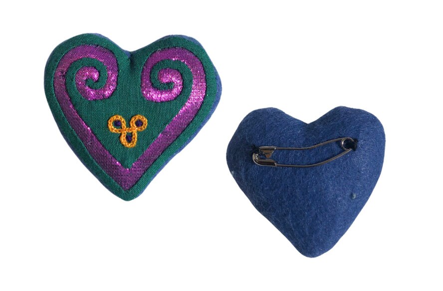 Heart Lamé and Felt Pins | Hmong Collectible | Flower Cloth - Etsy