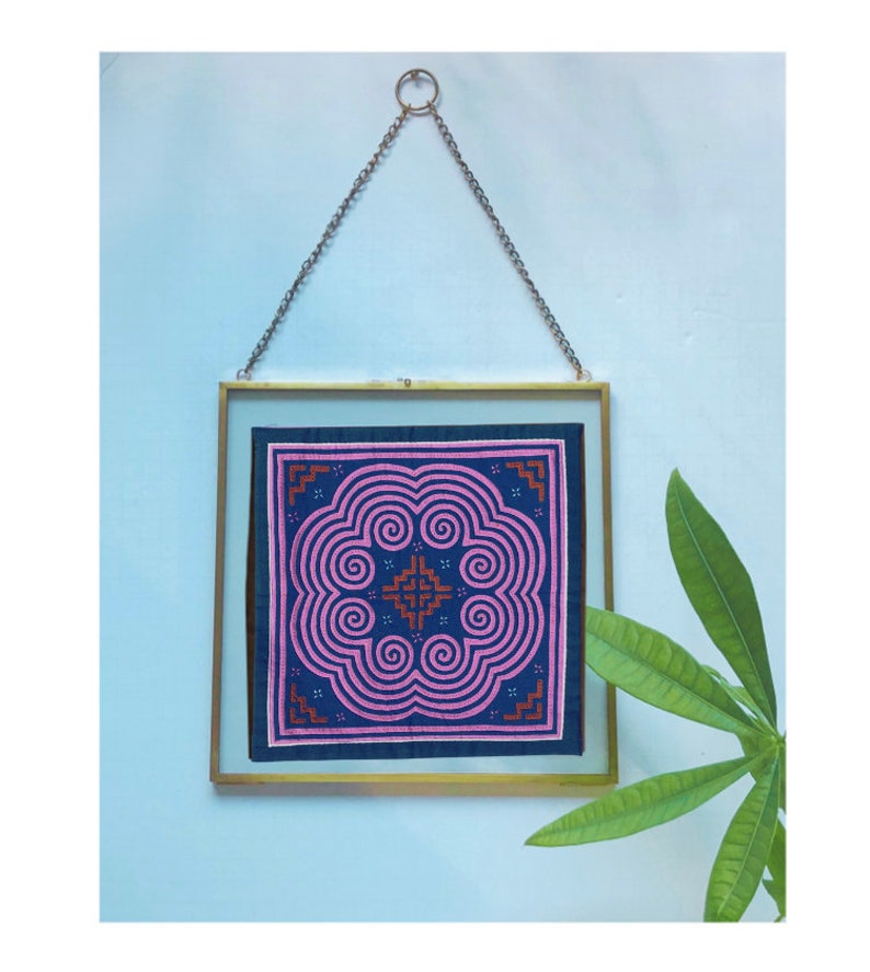 Pink and Green Paj Ntaub Bordered Hmong Collectible Flower Cloth - Etsy