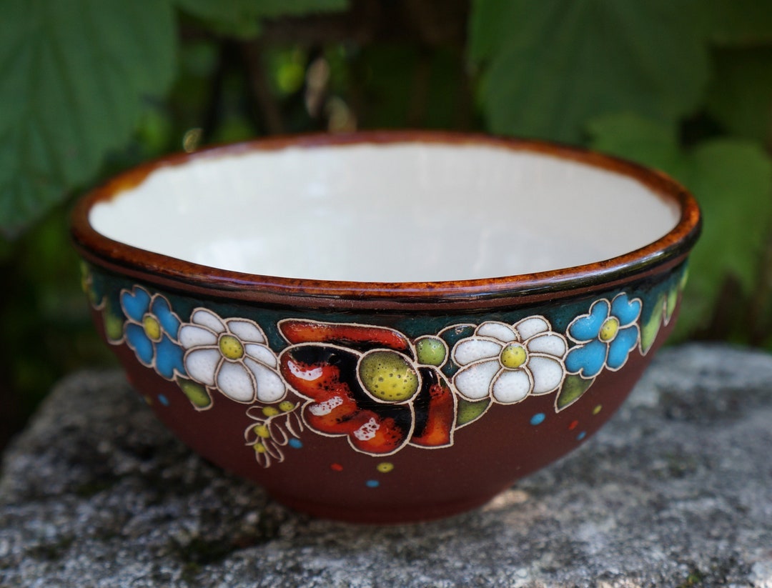 Wildflowers Bowl Pottery Handmade Ceramic Bowl 8 Oz Engraved and ...