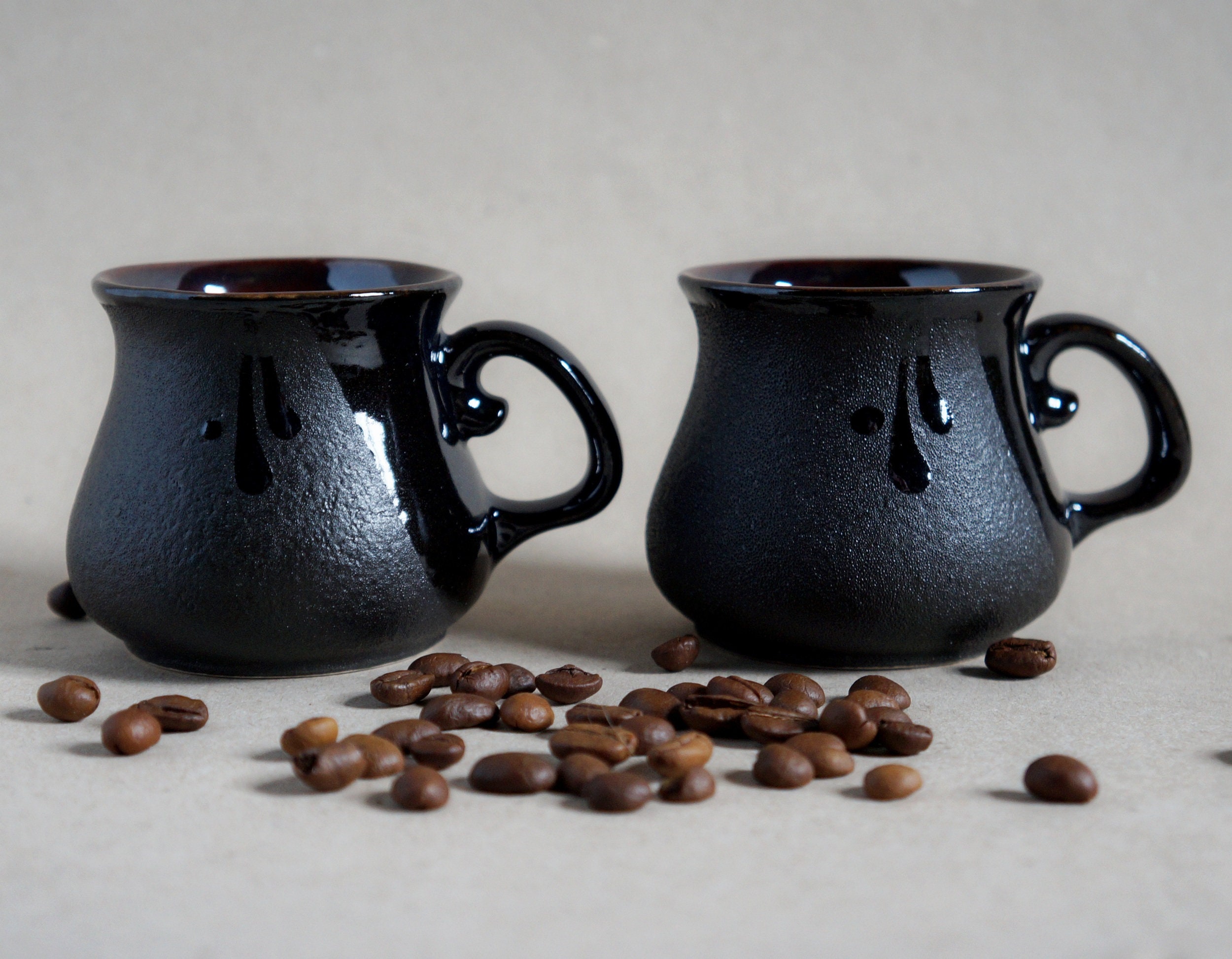 Handmade clay coffee cups set of 2 mugs birthday gift for her | Etsy