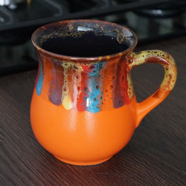Orange Pottery Mug - Etsy