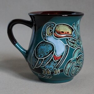 Handmade Tea Mug Pottery 9.5 Oz Stoneware Mug Ceramic With Toucan and ...