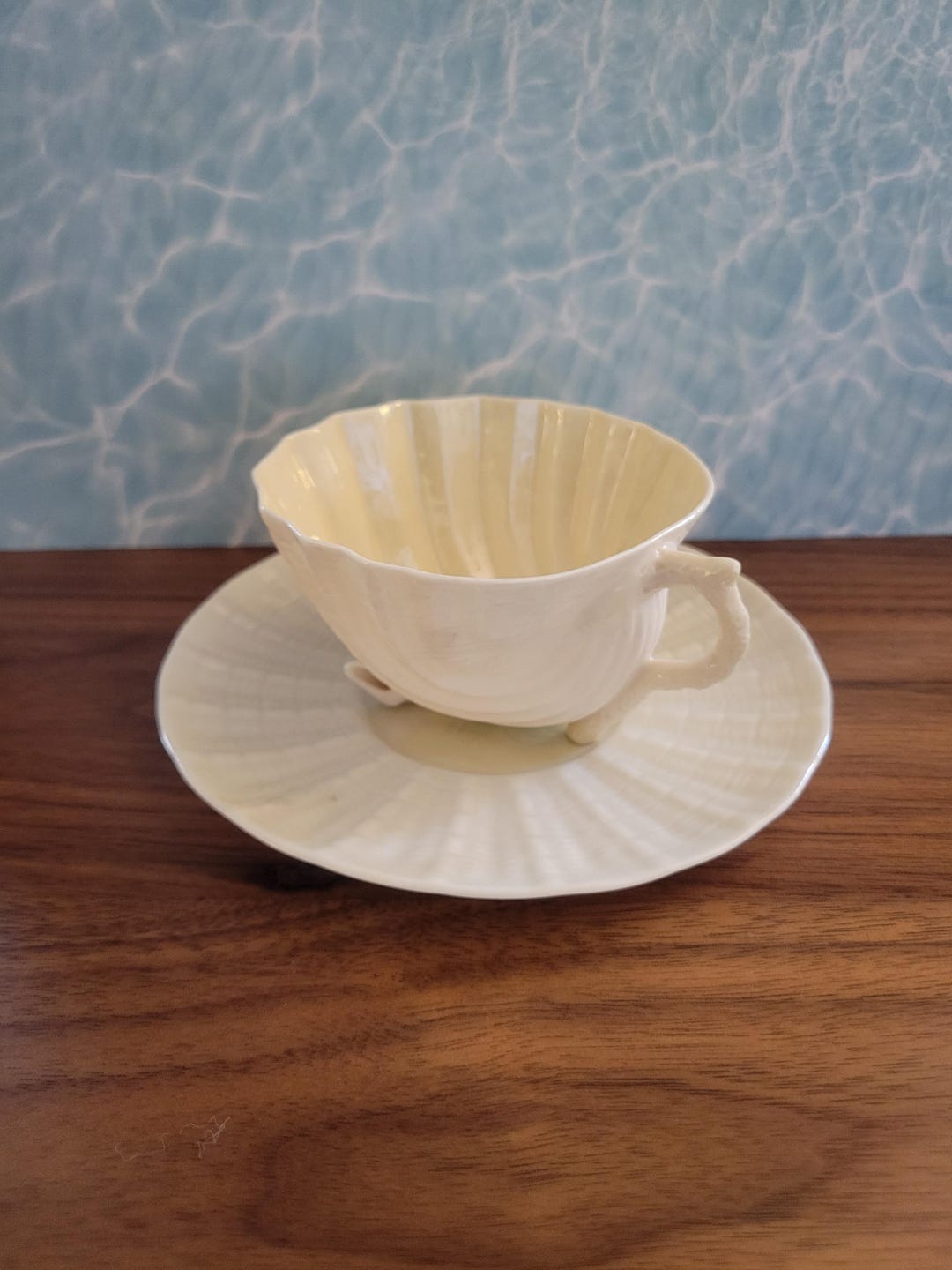 Vintage Belleek Neptune Tea Cup & Saucer, 4th Green Mark - Made in ...