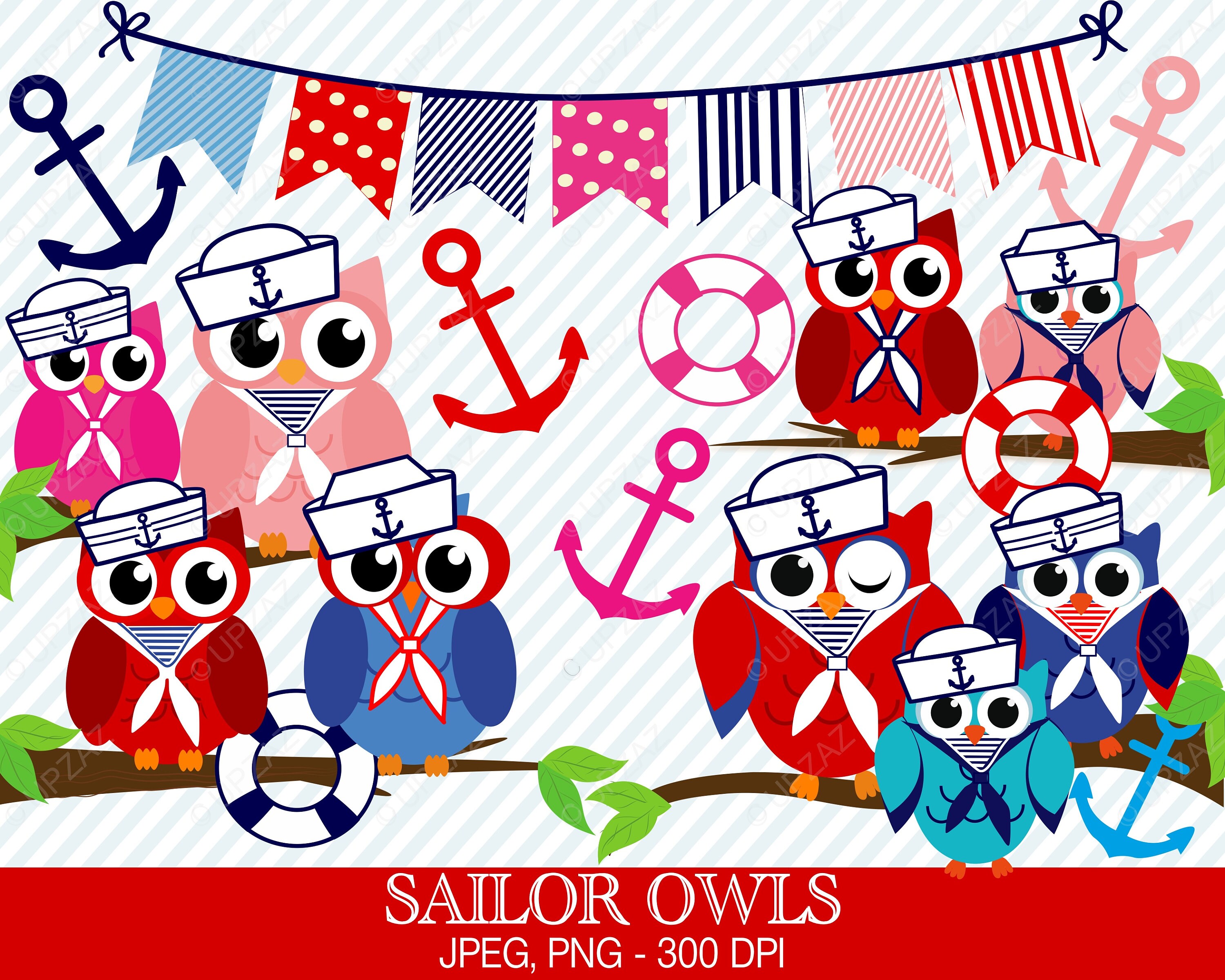Sailor Owl Clipart Nautical Theme Digital Images UZ705 | Etsy